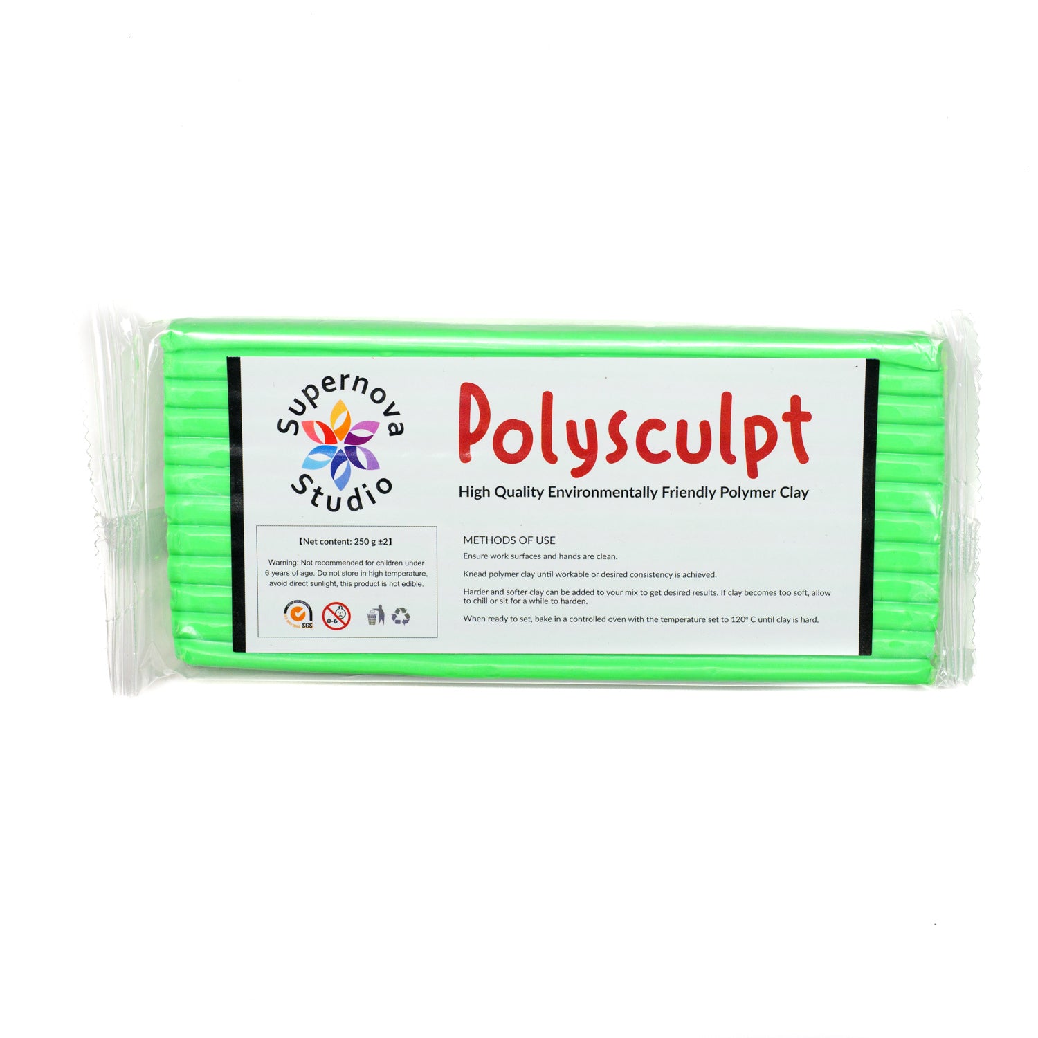 Fluo Green Polysculpt ™ Polymer Clay - 250g